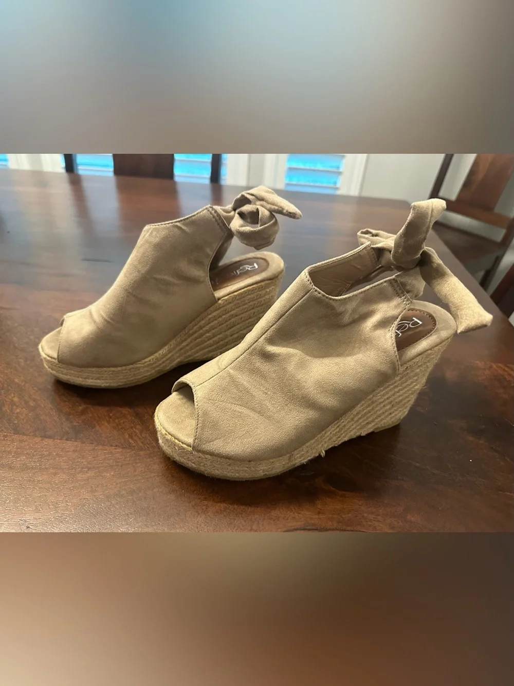 Refresh | Shoes | Refresh Taupe Tie Back Espadrille Wedges Size 8 Worn ...